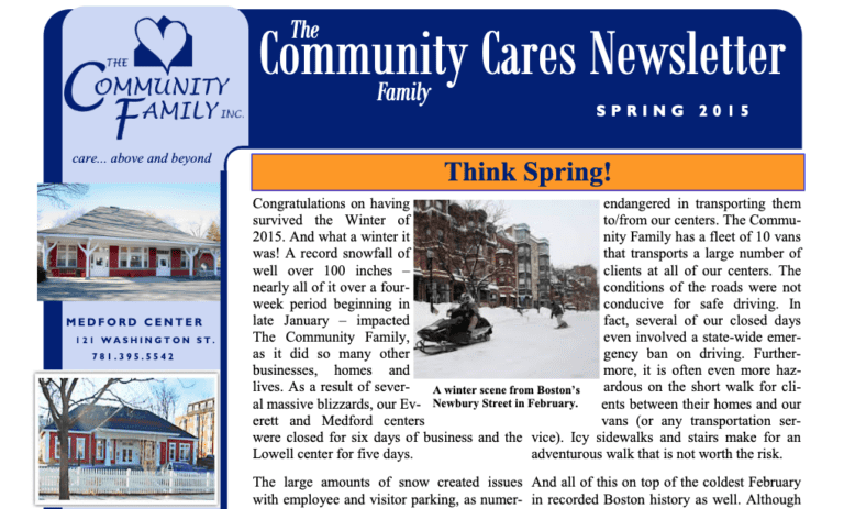 Spring 2015 Newsletter - The Community Family